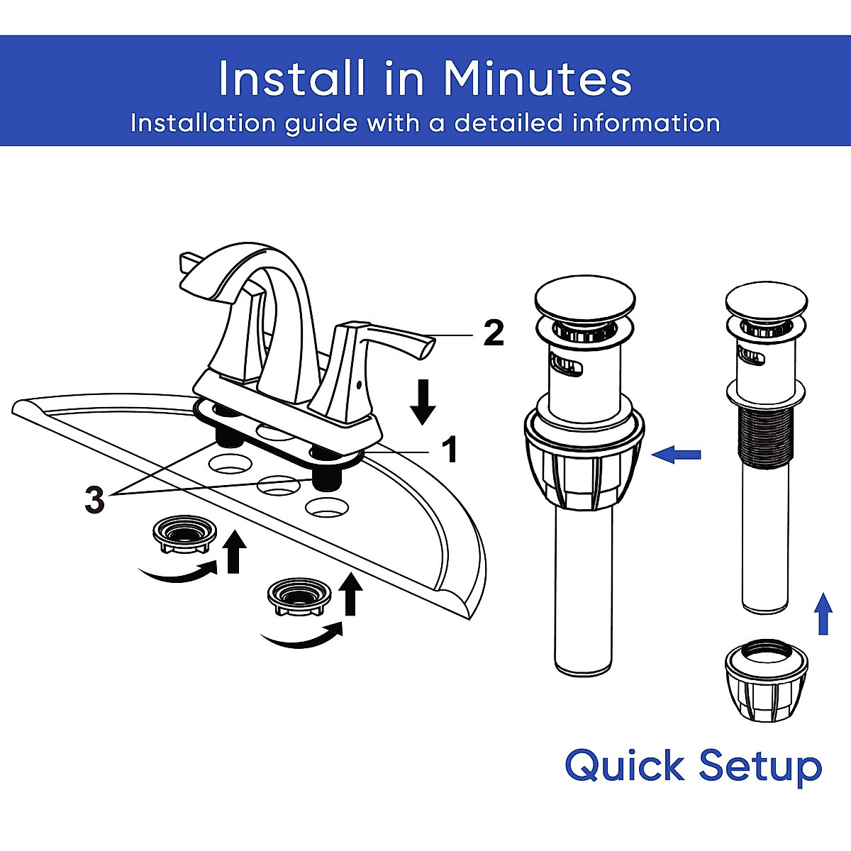 VXV Bathroom Faucet Matte Black, 2 Handles Low Arc Bathroom Sink Faucets, 4 Inch Centerset Bathroom Lavatory Faucets, Bathroom Faucets Set with Pop-up Drain & Faucet Supply Lines (MB)