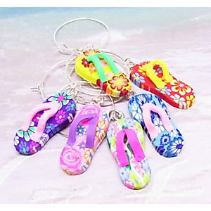 Flip Flop Wine Glass Charm Set - Beach Wine Accessories - Hostess Gift - Wine Party Favors - Wine Lover Gifts