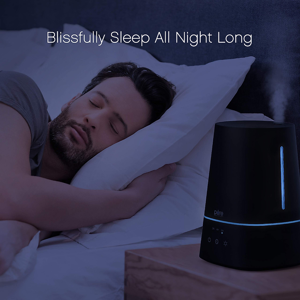 Pure Enrichment HUME Max - Easy Top Fill Ultrasonic Cool Mist Humidifier, 3.7 L (1 Gallon) Tank, 3 Mist Settings + Auto Shut-Off Timer - Ideal for Large Bedrooms, Baby Nurseries and Offices (Black)