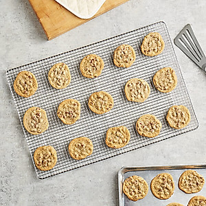 TrueCraftware Set of 2 Chrome Plated 20"-1/2 x 14-1/2" Footed Wire Icing/Cooling Rack fits 22" X 16" pan- Baking Rack Cookie Cooling Racks for Baking & Cooking