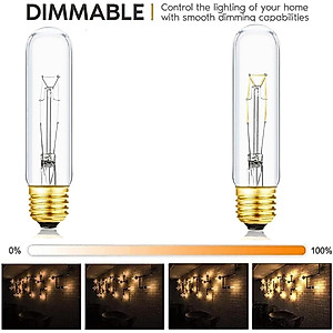 25 Watt T10 Clear Tubular Incandescent Light Bulb, Vintage Style Showcase Bulb,Showcase lamp, 2700K Soft White, E26 Medium Base, 280 Lumens,T10 Tubular Bulb (6)