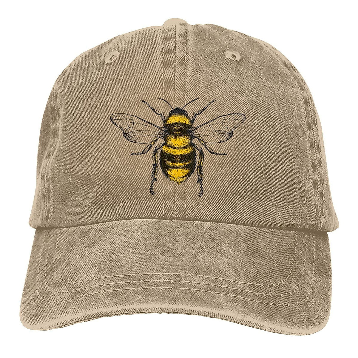 Funny Bees Hat Honey Bees Baseball Cap for Women Vintage Mens Hats Natural