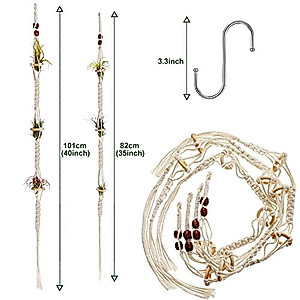 4 Pieces Air Plants Holders Air Plant Hanger Air Plant Wall Hanger Handmade Rope Hanging Air Plant Holder Woven Hanging Plant Hanger with 4 Hooks for Home Decoration