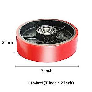 Tory Carrier Pallet Jack/Truck Wheels 7 inchx 2 inch Poly Tread red Fasteners - A Pair