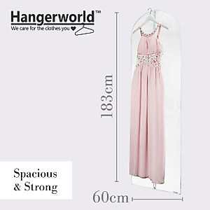 HANGERWORLD Pack of 2 Clear 72" Long Gown Storage Bags for Wedding Dress and Gown, Showerproof Plastic Garment Cover with Full Length Zipper