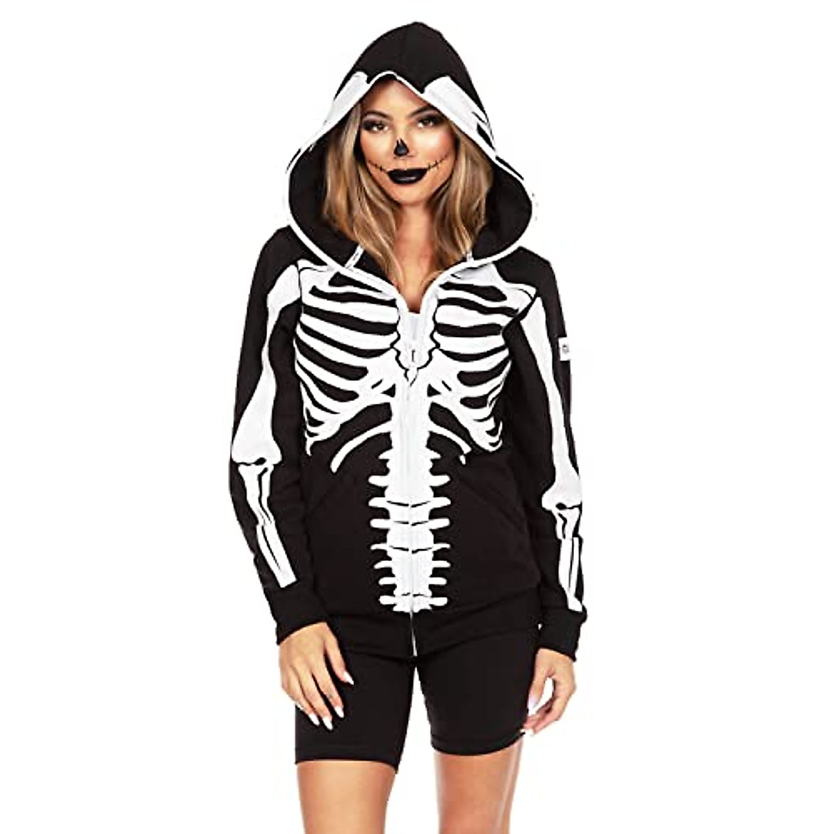 Tipsy Elves Casual Skeleton Hoodie Black White Halloween Costume Size Medium