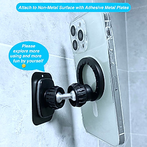 ARMOLABX Gym Magnetic Phone Holder Mount for MagSafe, Dual Magnetic Phone Holder for Gym Attach to Metal Surface, Gym Phone Holder Compatible with iPhone 15 14 13 12 Pro Plus Max MagSafe Case