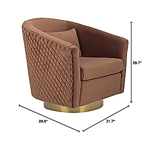 Safavieh Couture Home Clara Glam Dusty Rose Pink Velvet Quilted Swivel Tub Chair