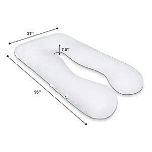 Meiz Premium U Shape Comfortable Pregnancy Pillow Maternity Pillow for Side Sleeping for Growing Tummy Support,Plus 100% Cotton Zipper Removable Cover(White)