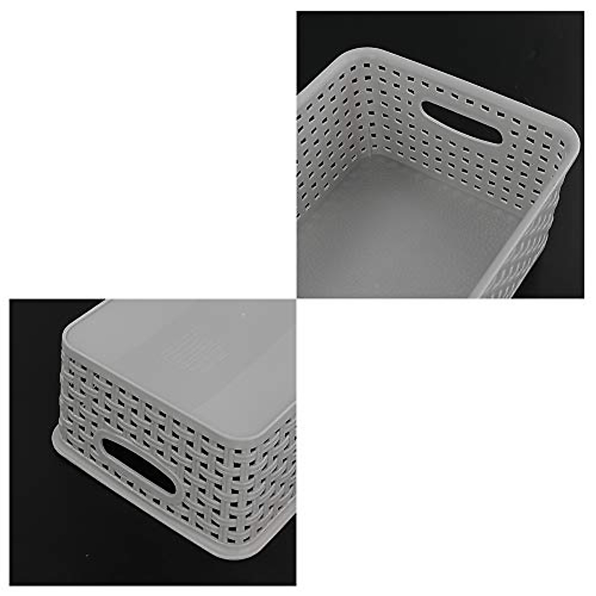 HOMMP 6-Pack Plastic Storage Organizer Basket, 10.04"L x 7.48"W x 3.95"H, Slightly Gray