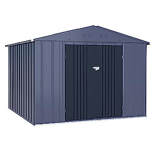 VEIKOU 8' x 10' Metal Storage Shed with Thickened Galvanized Steel, Lockable Door, Air Vents, Garden Tool Storage Shed for Outdoor Patio, Gray