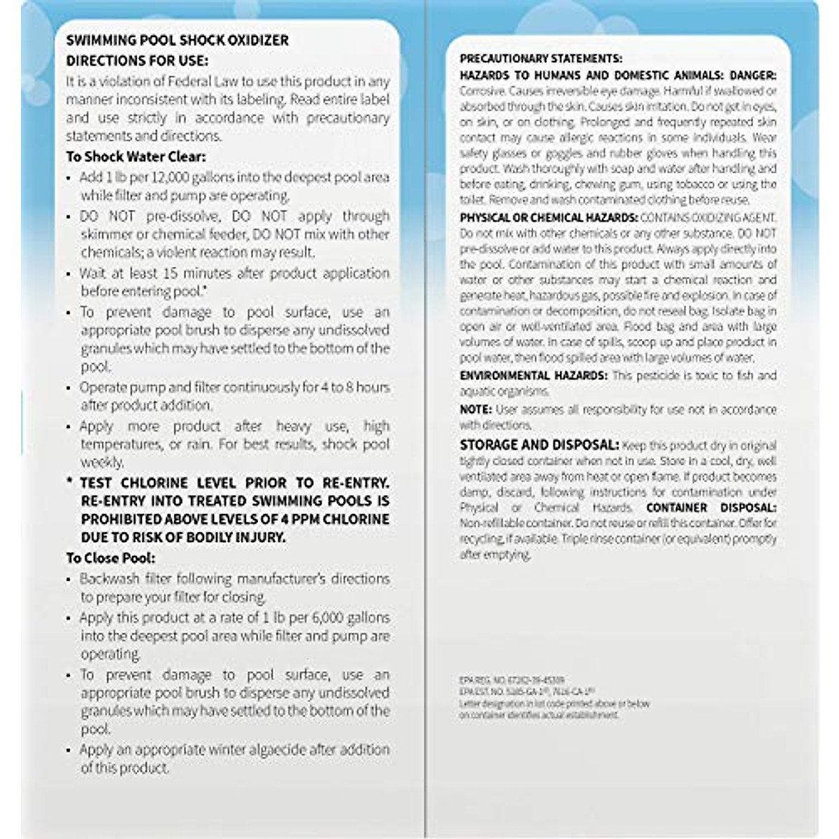 Aqua Clear Pool Products Pool Shock 6x1 lb.