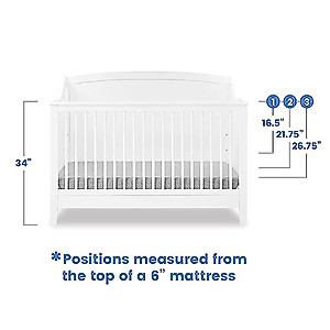 Delta Children Campbell 6-in-1 Convertible Crib - Greenguard Gold Certified, Bianca White