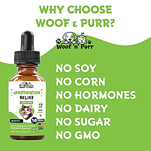 Woof 'n' Purr Constipation Relief for Cats - Cat Constipation Relief - Cat Laxative - Cat Laxative Constipation Relief - Constipation Relief for Cat - Cat Stool Softener - 1 fl oz - (1)