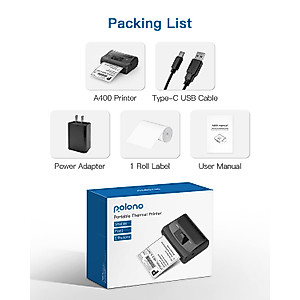 POLONO A400 Bluetooth Thermal Label Printer, 4x6 Label Printer for Shipping Packages Small Business, Bluetooth Shipping Label Printer for iPhone, Android & PC, Compatible with Amazon, Ebay, ect.