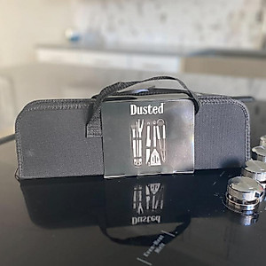 Dusted Lightweight Stainless Steel 6 Piece Travel Grill Utility Set - Spatula, Tongs, Fork, Brush, Knife, Skewers, Canvas Bag, Perfect for Grilling at Home Or On The Go