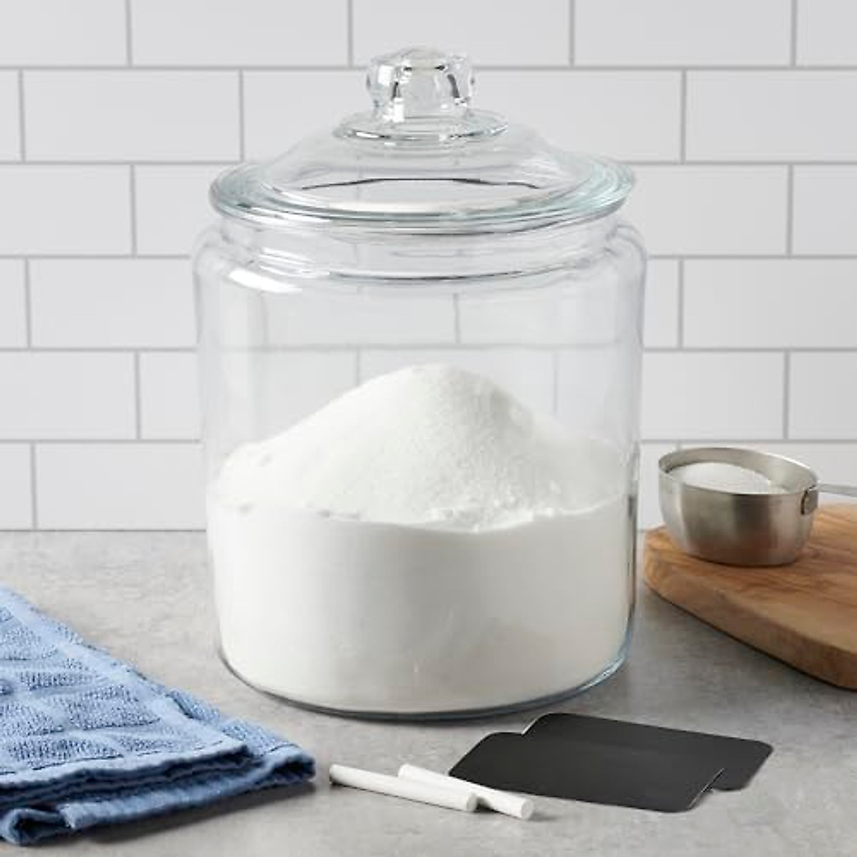 Anchor Hocking Heritage Hill Lid and 2 Chalkboard Labels Glass Jar, 2 Gallon, Set of 1, Clear