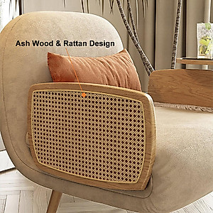 homary Sofa Bed Mid-Century Rattan Daybed Single Foldable Sofa Bed Couch Convertible Sleeper Lounge Chair