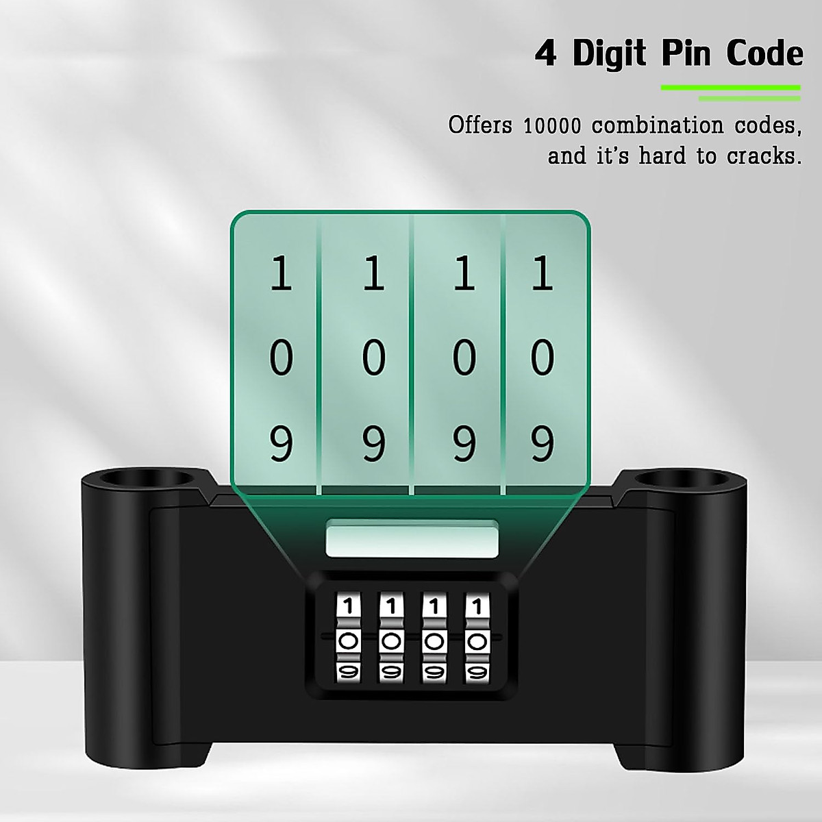 4 Digit Combination Padlock,Heavy Duty Anti Theft U-Shape Security Code Lock with Adjustable Shackle,for Bicycles, E-Bike,Mountain Bike,Road Bike,Gates,Shed, Fence [ Adjustable Range 170-190mm]