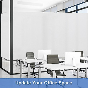 VILMA Window Privacy Film Frosted Glass Window Film Sun Blocking Non Adhesive Heat Blocker Static Window Clings Opaque Decorative Window Stickers for Bathroom Home Office 17.5 x 78.7 Inches