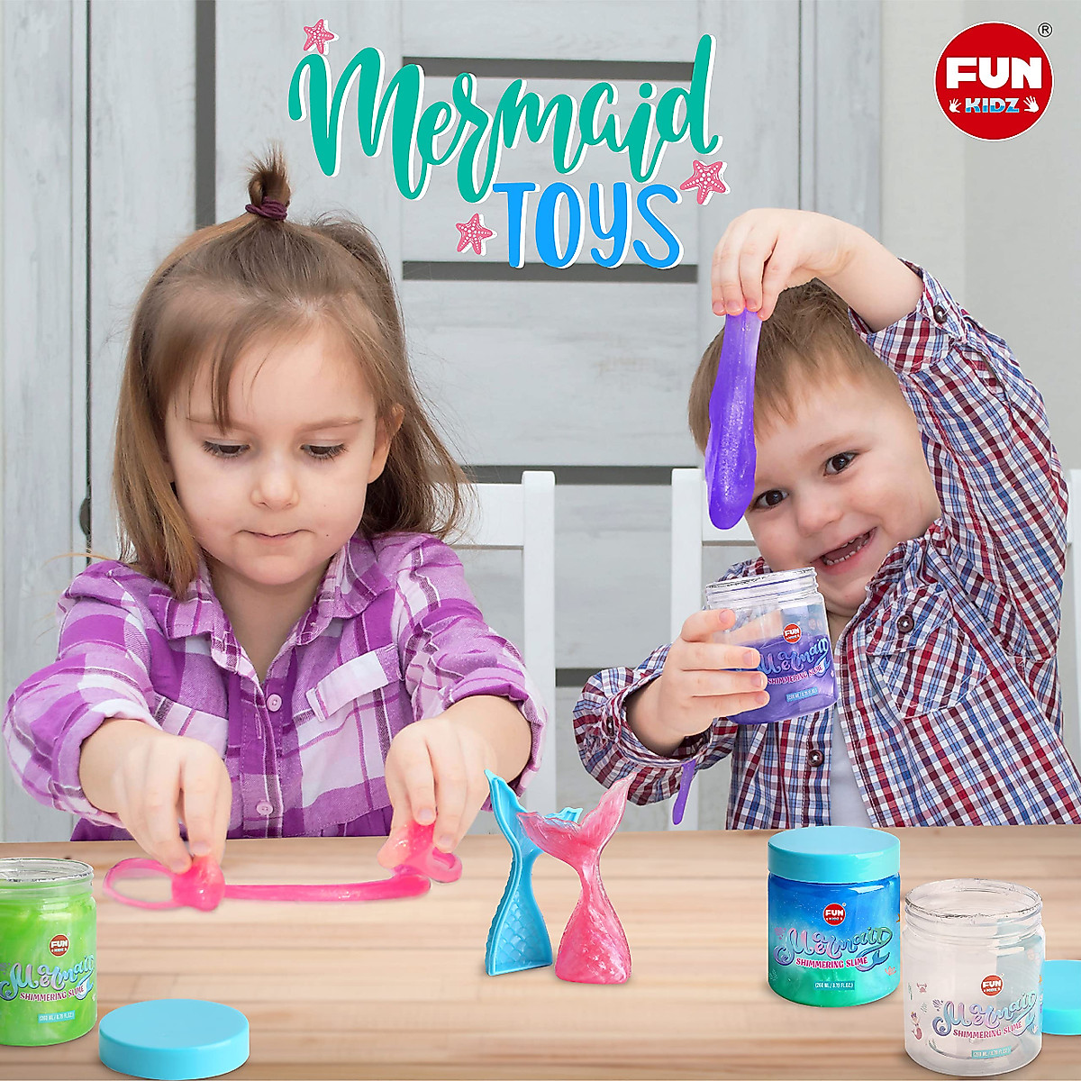 35.16 FL OZ Mermaid Slime Pack for Girls Ages 6-8, FunKidz Big Premade Shimmer Sparkle Glitter Kids Slime Toy Birthday Party Gift