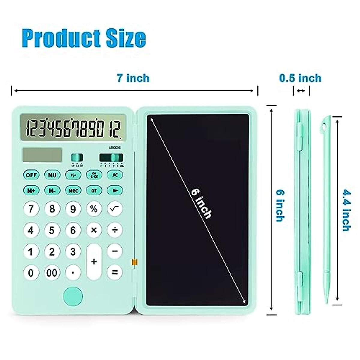 Aucanla Calculator with Notepad,12-Digit Large Display Desk Calculator,Rechargeable and Solar Basic Calculator for Office,School and Business