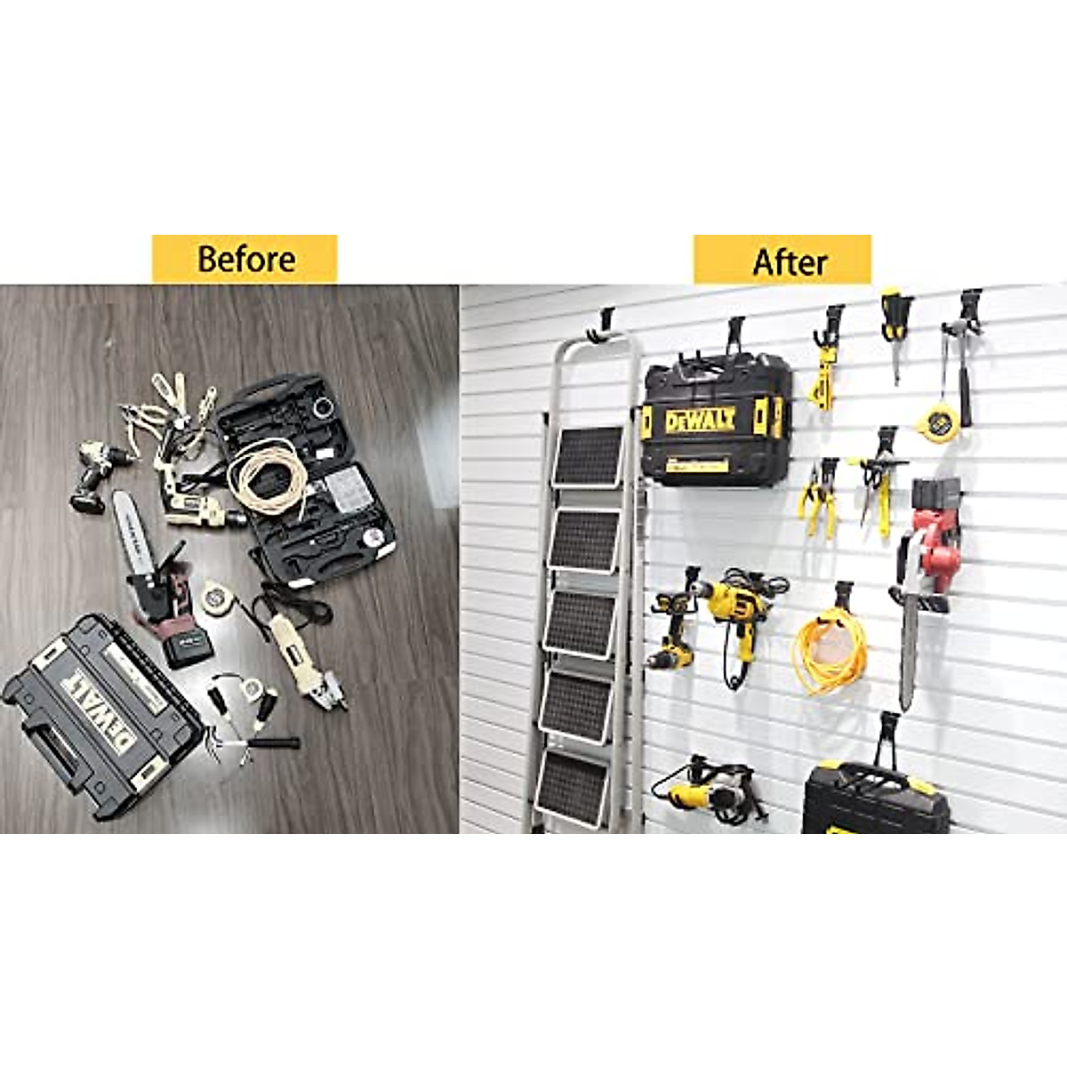 ATOOLA Slatwall Hooks, Garage Slatwall Accessories, Multi Size Slatwall Hooks and Hangers, 14Pack