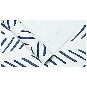 HAOKHOME Boho Peel and Stick Wallpaper Stripe Removable Navy/White Chevron Vinyl Contact Paper Mural for Home Decor 17.7in x 9.8ft