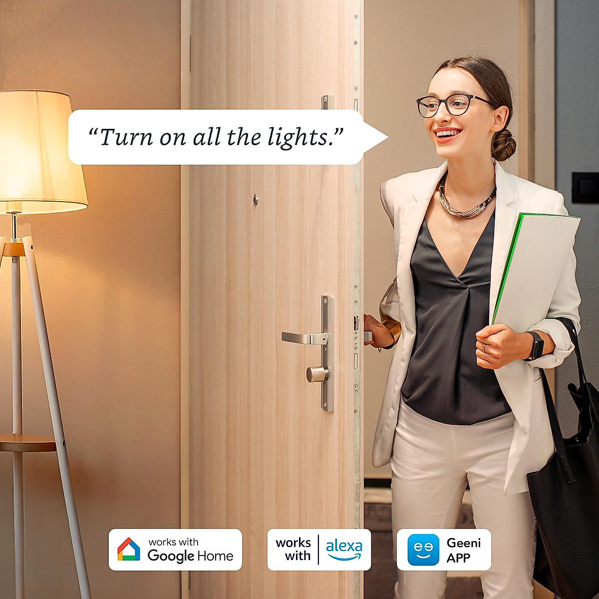 Geeni Prisma Plus BR30 LED Smart Light Bulb, Tunable Hue and Dimmable RGB WiFi Bulb, No Hub Required, Compatible with Alexa and Google Assistant (4 Pack)