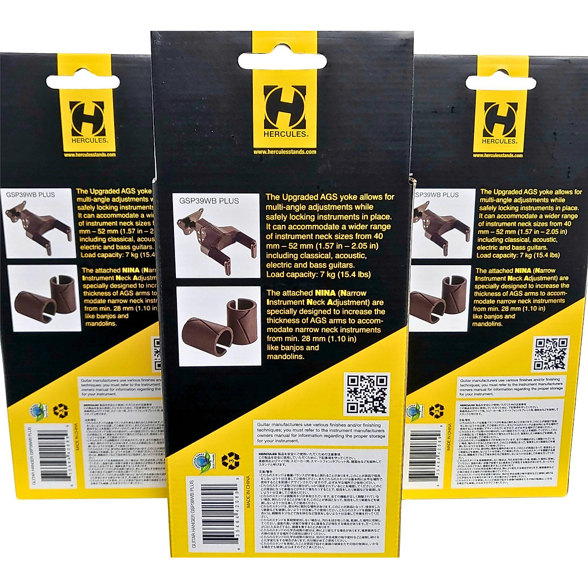Hercules GSP38WB-PLUS Auto-Swivel Yoke Hanger 3-Pack