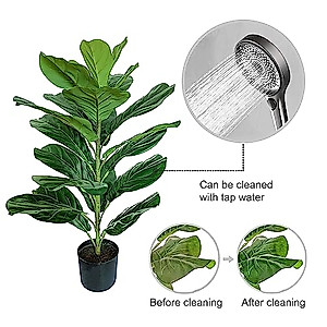 BESAMENATURE 30" Little Artificial Fiddle Leaf Fig Tree/Faux Ficus Lyrata for Home Office Decoration