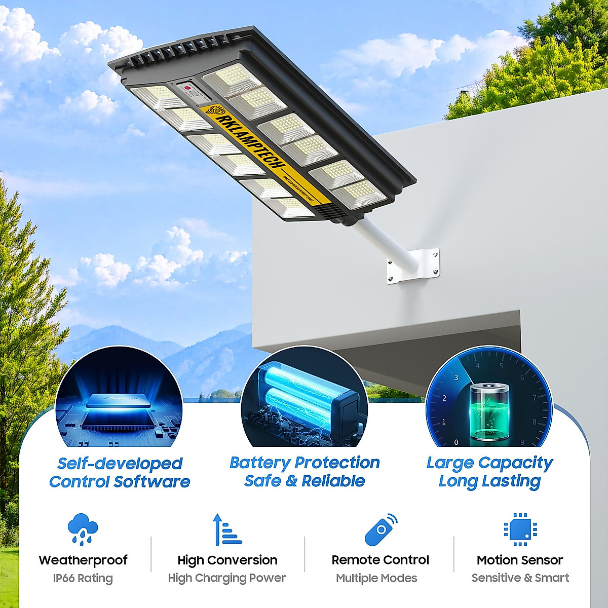 RKLAMPTECH 2600W Solar Street Light + 150W Solar Street Light