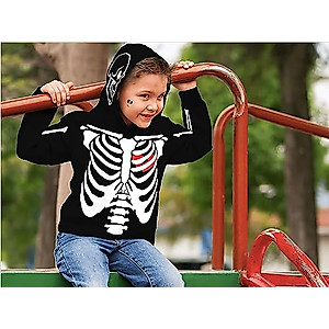Little Hand Kids Skeleton Hoodie Glow in Dark Halloween Sweatshirt for Boy Pull Over 10-11 Years
