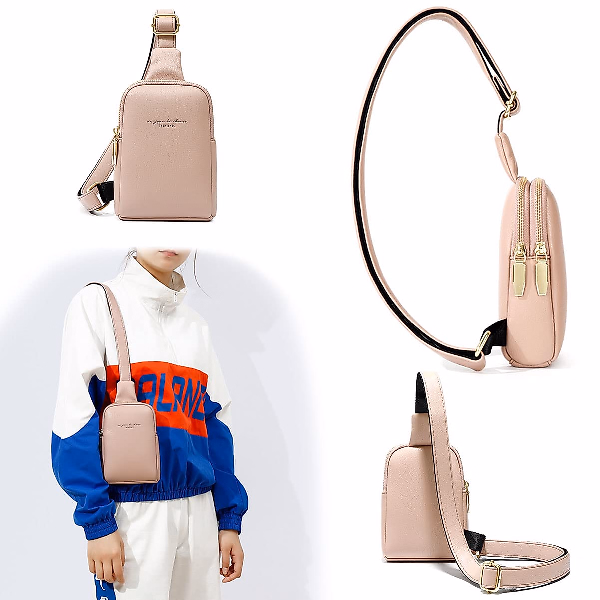 Womens Crossbody Fanny Pack Sling Bag Cell Phone Purse Leather Casual Daypack Sport Chest Satchel for Women