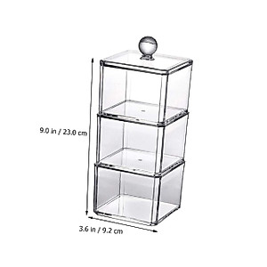 1 Set Storage Box Cotton Round Holder Clear Container with Lid Organizer Square Storage Container Clear Jars Storage Case Tool Box Acrylic Mini