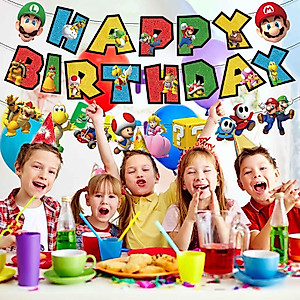 Cartoon Happy Birthday Banner for Cartoon Birthday Decorations Party Supplies Banner for Kids Cartoon Party Supplies