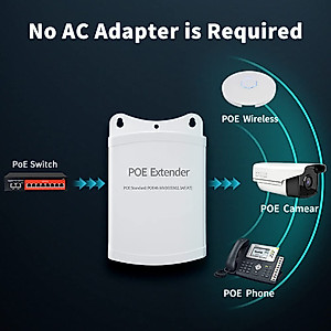 1 in 2 Out Outdoor Waterproof Poe Extender, 10/100Mbps, Extends 250m for Total Distance Up to 350m, IEEE802.3af/at for PoE Switch/Injector and Security POE Camera Over Cat5/6 Cable