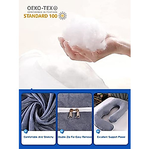 Wndy's Dream Pregnancy Pillow J Shaped Full Body Pillow with Velvet Cover, 60 inches Maternity Pillow for Pregnant Women Back, Legs and Belly Support