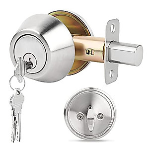 LOQRON Key Entry Ball Door Knob and Single Cylinder Deadbolt Lock Combo Set Security for Entrance and Front Door with Satin Nickel Finish