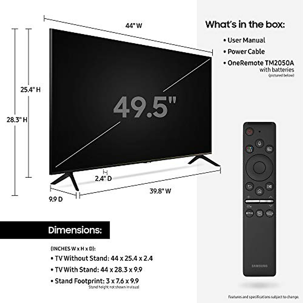SAMSUNG 50-inch Class Crystal UHD TU-8000 Series - 4K HDR Smart TV with Alexa Built-in (UN50TU8000FXZA, 2020 Model)