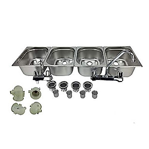 4 Large Compartment Concession Sink Portable 4 Traps Hand Washing Food Truck Trailer