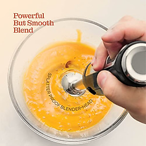 Powerful Immersion Blender, Electric Hand Blender 500 Watt with Turbo Mode, Detachable Base. Handheld Kitchen Blender Stick for Soup, Smoothie, Puree, Baby Food, 304 Stainless Steel Blades (Black)