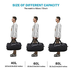 Gonex 60L Extra Large Waterproof Duffle Travel Dry Duffel Bag Heavy Duty Bag with Durable Straps & Handles for Kayaking Paddleboarding Boating Rafting Fishing Black