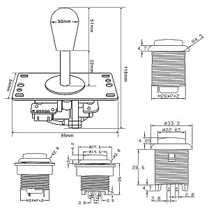 Avisiri 1 Player Arcade Buttons Joystick DIY Kit Parts Include 1x Ellipse Balltop Handle Stick 10x LED Arcade Button 1x USB Encoder Controller for PC MAME Raspberry Pi Windows (White)