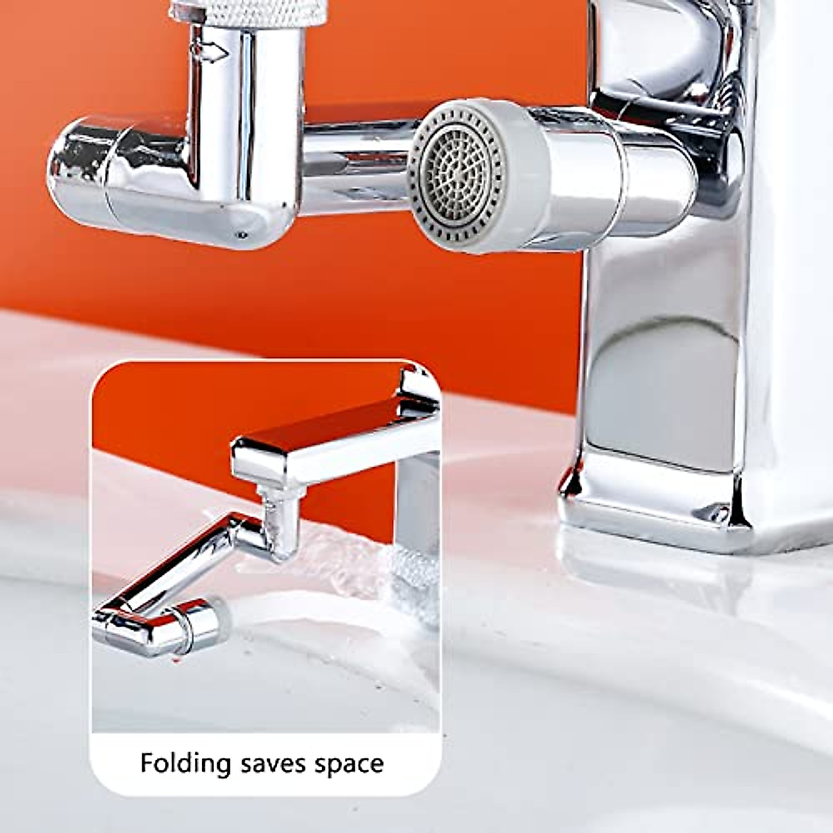 Faucet Extender, Large Angle Rotating Splash Filter Faucet ABS Telescopic Swivel Faucet Tap Extension for Kitchen Wash Basin