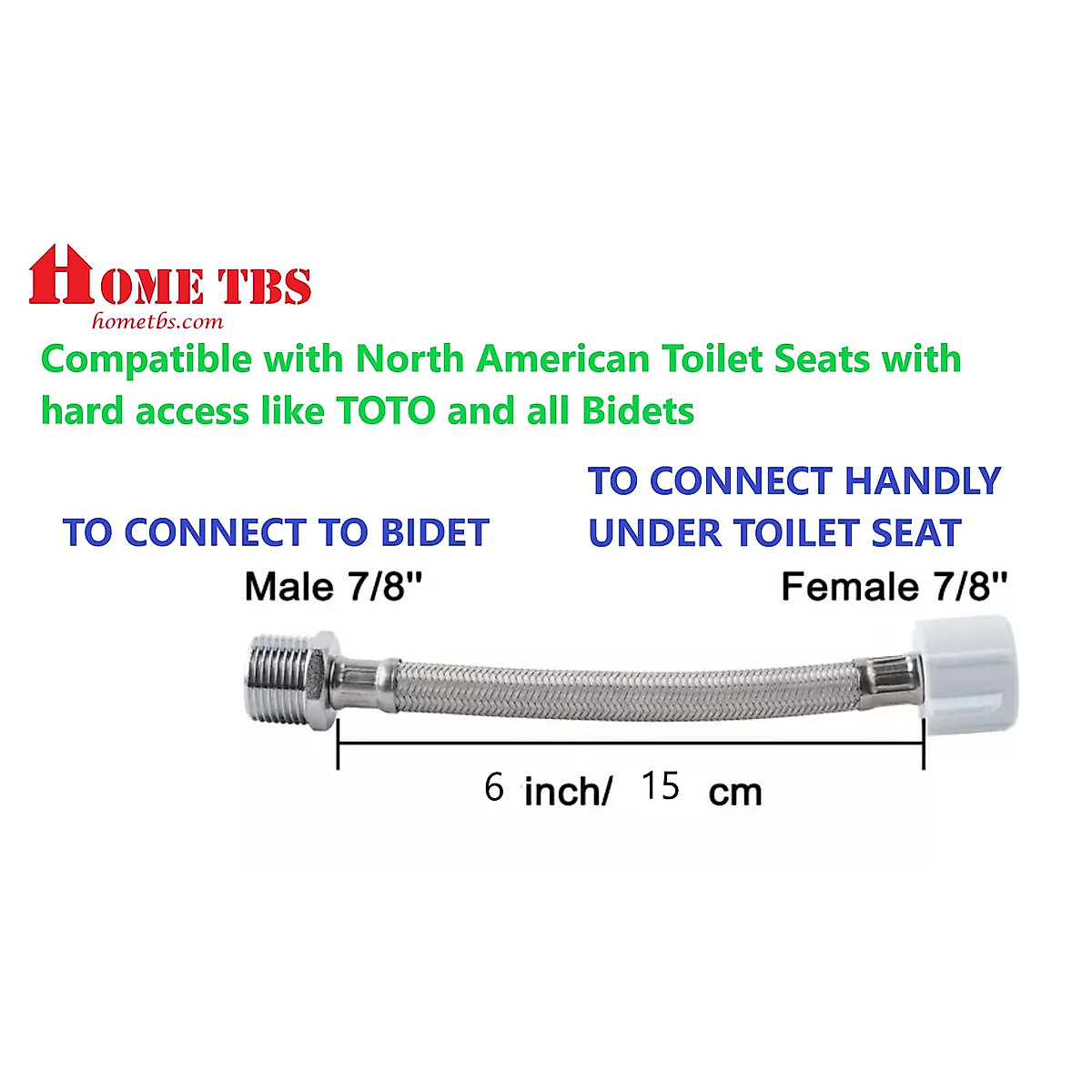 Home TBS Bidet Hot and Cold Handheld Spray Jet Shattaf with 6 inches Extension 7/8 male7/8 Female and 12 inches Toilet Connector New Set Stainless Steel Douchette Mixing Valve Sprayer Muslim Shower
