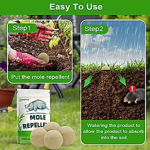 Whemoalus Mole Repellent Balls for Outdoor,Rodent Repeller for Outdoor,Vole Repellent Gopher Repellent Balls, Mothballs for Rodents Outdoor,Keep Moles and Voles Out of Your Lawn and Garden 8 Balls/Bag