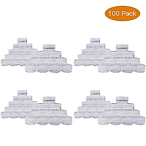 Healthcom New, Empty, Clear, 10 Gram Plastic Pot Jars, Cosmetic Containers for Eyshadow Makeup Nail Powder(100 Pcs) by Healthcom