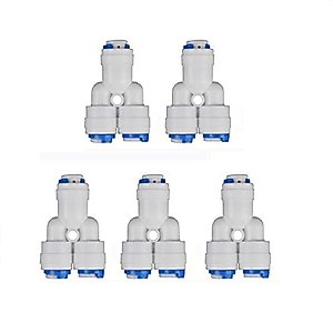 Lemoy 1/4 inch 3-way Union Tee Quick Connect Push Fit RO Water Reverse Osmosis Filter Set Of 10 (Y Type) (5pack)