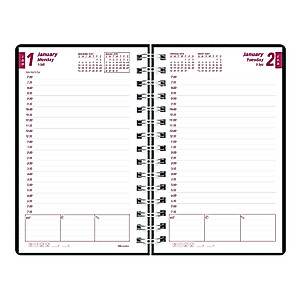 Brownline 2024 DuraFlex Daily/Monthly Planner, Appointment Book, 12 Months, January to December, Twin-Wire Binding, 8" x 5", Black (CB634V.BLK-24)